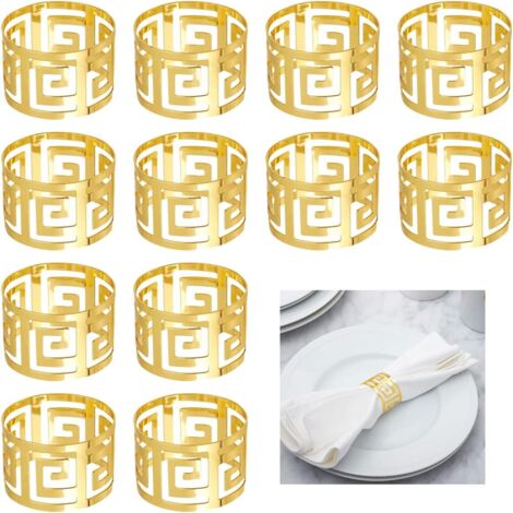 CCYKXA 12 Pieces Napkin Rings, Gold Napkin Loops, Hollow Design Napkin ...