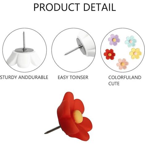 CCYKXA 50pcs Cork Board Push Pins, Wall Push Pins, Map Push Pins ...