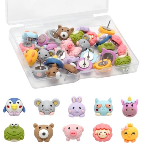 CCYKXA 30 Fun Animal-Shaped Push Pins, Cute Animal Design, Pretty ...