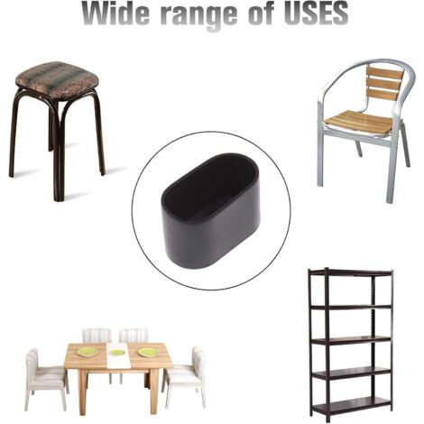 CCYKXA 16x Black Chair Caps, Oval Table Leg, Flexible Rubber, Anti ...