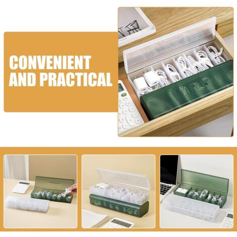 CCYKXA Set of 2 Cable Storage Boxes, Transparent and Translucent Green ...