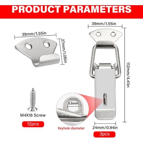 CCYKXA 3-Piece Lever Latch Set, Spring-Loaded Latch, 112mm Toggle Latch ...