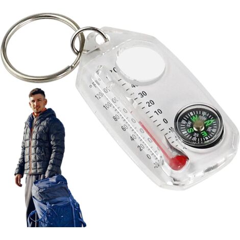 CCYKXA Compass Keychain, Compass Thermometer Keychain - Survival ...