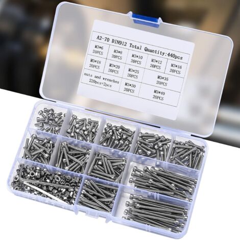 CCYKXA 440 M3 metric screws with nuts, assortment kits of socket head ...