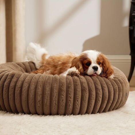 Lit rond pour chat et chien en tissu doux couleur café de 50 cm de ...
