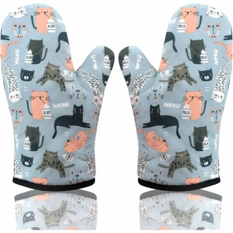 Chat 1 Paire Gant de Cuisine, Gant Four Manique Four Oven Mitts Oven ...