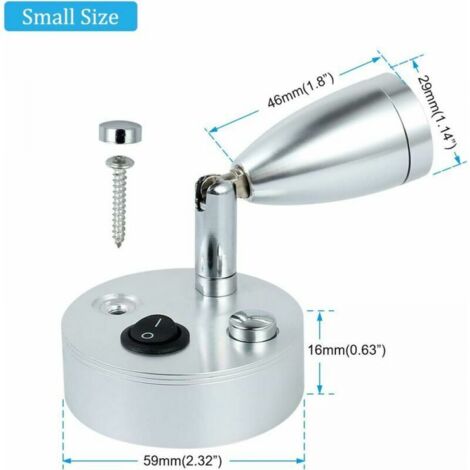 (1 Pièce)12V LED Spot Liseuse Interrupteur Réglable Lumière Chaude Pour ...