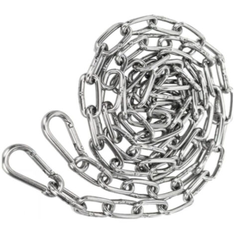 Chaîne en Acier inoxydable 3mm 2m Chaine Acier + 2 pcs Mousqueton ...
