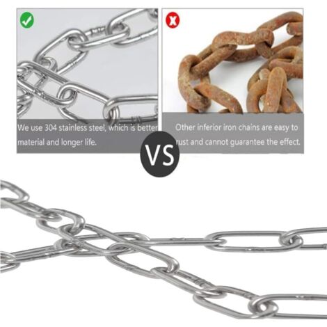 Chaîne en Acier inoxydable 3mm 2m Chaine Acier + 2 pcs Mousqueton ...