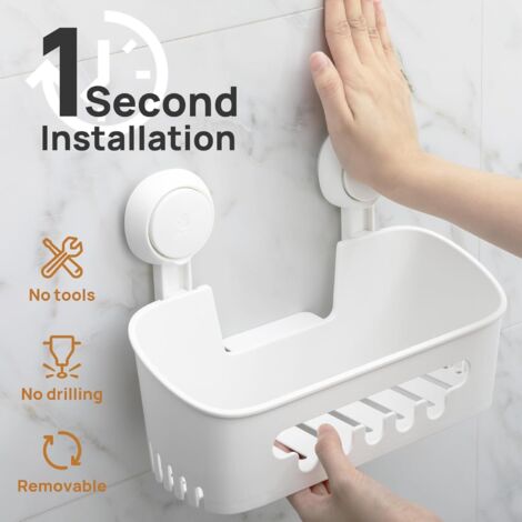 Panier de rangement à ventouse pour salle de bain, blanc, 271019,6 cm ...