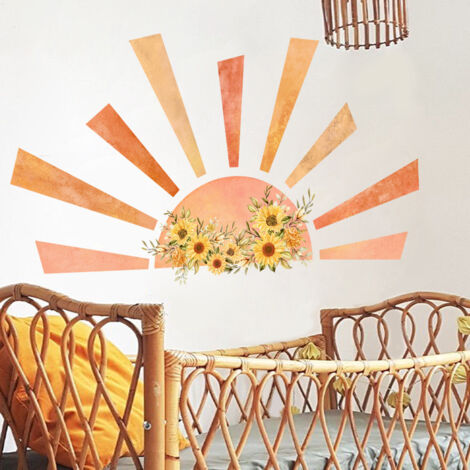 Lntyq Sticker mural tournesol soleil boho sticker mural chambre d ...