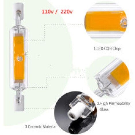 R7S LED-Lampe, 118 mm, 10 W, dimmbar, weißes Licht 3000 K, 850 lm ...