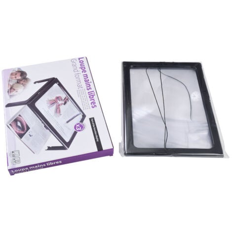 A4 Pleine Page Loupe de Lecture Loupe Sur Pied Rectangulaire Mains Libres avec 4 LED Lampe ...