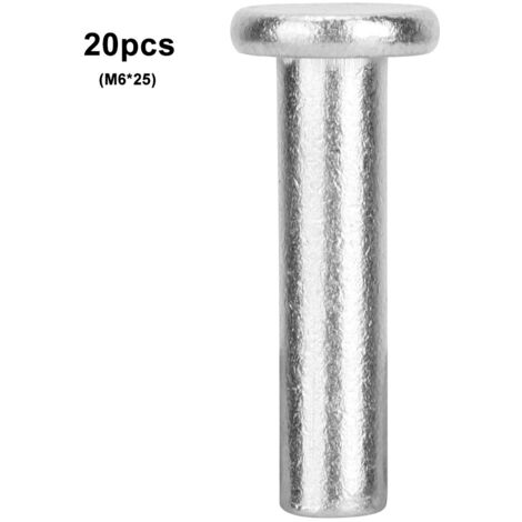 Eosnow 20 rivets en aluminium à tête plate GB867 M6, rivets solides (M6 25)