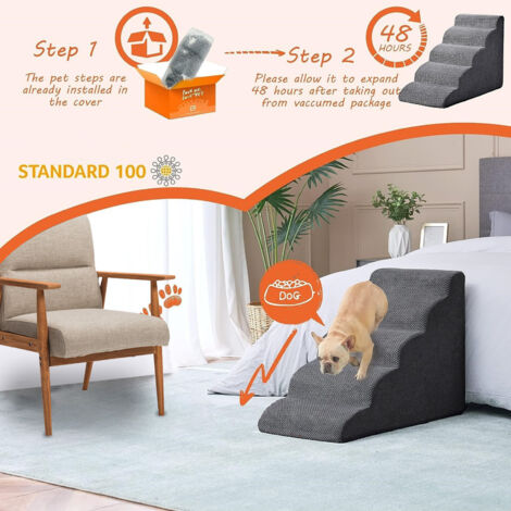 Dog Stairs for High Beds 5-Step Dog Steps for Small Dogs and Cats ...