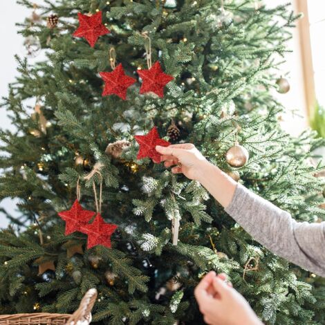 Lot de 12 décorations de sapin de Noël - Étoiles rouges - Petites ...