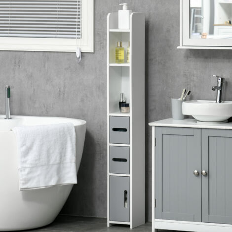 Meuble colonne de salle de bain armoire toilette haute avec étagères et ...