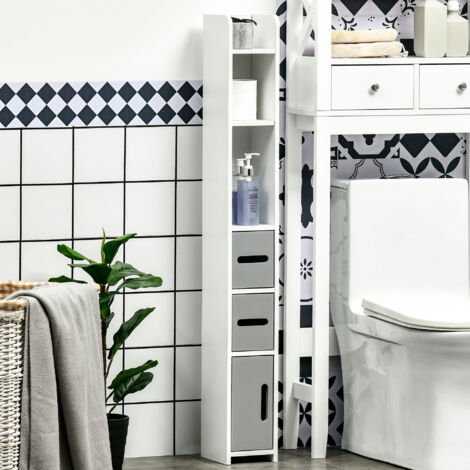 Meuble colonne de salle de bain armoire toilette haute avec étagères et ...