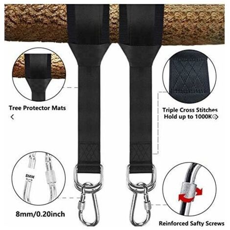 2 Kit Fixation Hamac-300CM Charge Max 1000KG, Ultra Résistant Sangle ...