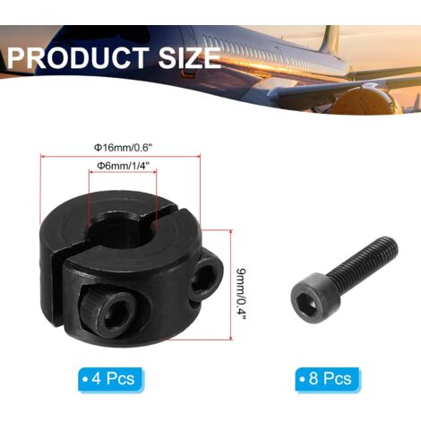 Alésage 6mm Collier de Serrage à Double Fente 16mm OD 9mm Épaisseur, 4 ...