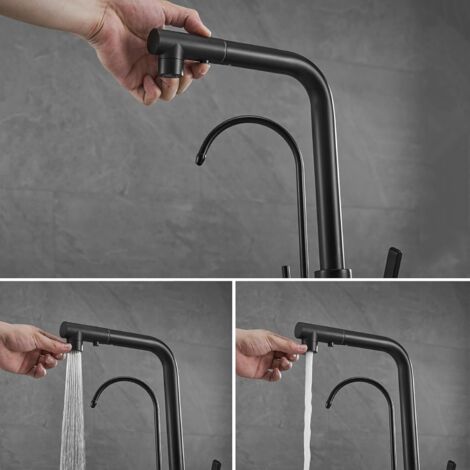 Kitchen Mixer taps with Pull Out Spray 3 Way Tap Kitchen Sink Mixer ...