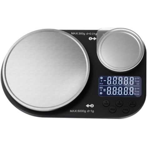Balance de cuisine numérique à double plateforme, pèse jusqu'à 5 kg et ...