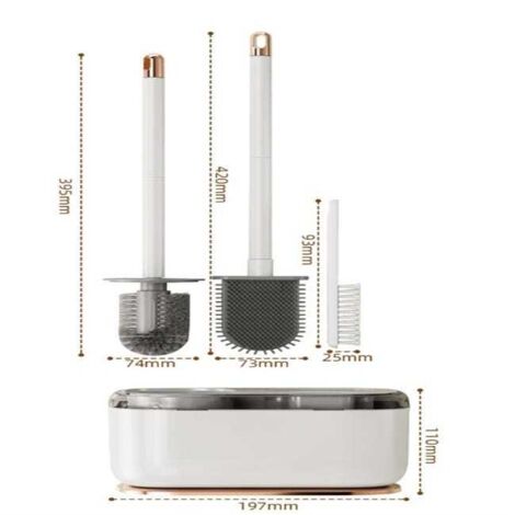 Brosse de toilette murale hygiénique 3 en 1 avec manche ergonomique ...