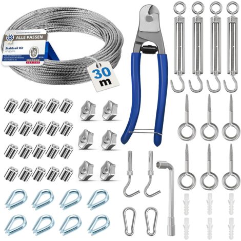 Câble métallique 30 m – Acier inoxydable 3 mm – Tendeur M5 avec ...