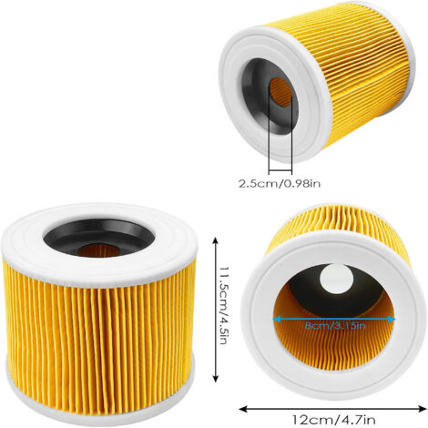 4er-Pack Staubsaugerfilter für Kärcher Serien WD2, WD3, WD3P, NT18, MV2 ...