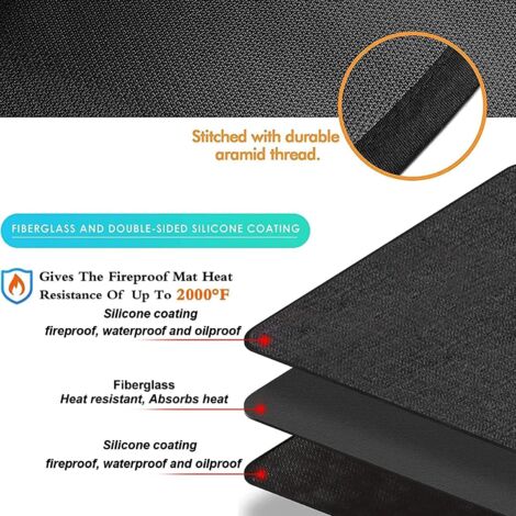 Tapis ignifugé 122 x 165 cm, tapis de barbecue double face, protection ...
