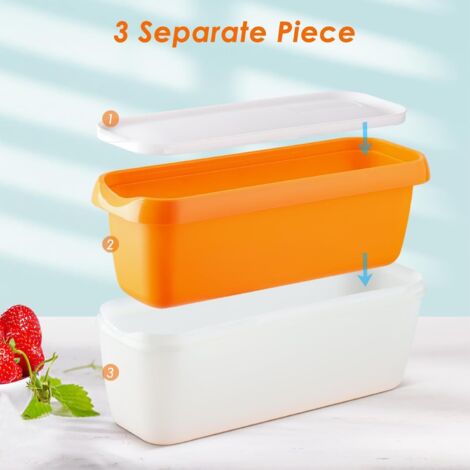 2 Pièces Récipients à Crème Glacée, Récipient à Glace Réutilisable de 1 ...