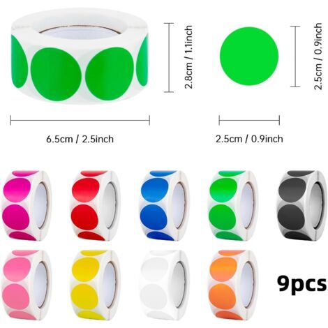 Gommettes Rondes 4500 Pièces Gommettes Autocollantes 25mm Etiquettes ...