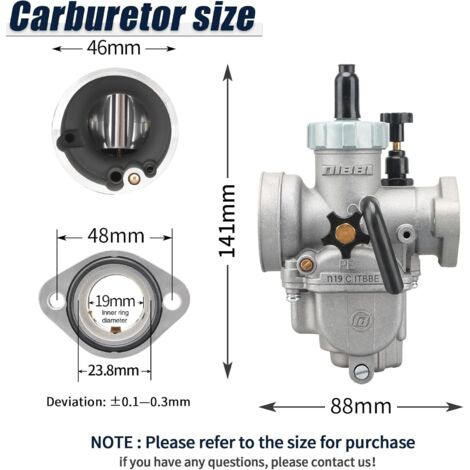 Carburateur PE19 mm pour moteur de moto à bride 100 cc - 125 cc avec ...