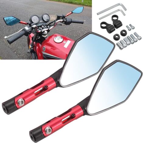 Moto Guidon Fin Miroirs Rétroviseur Rouge Moto Anti Glare Bluish ...