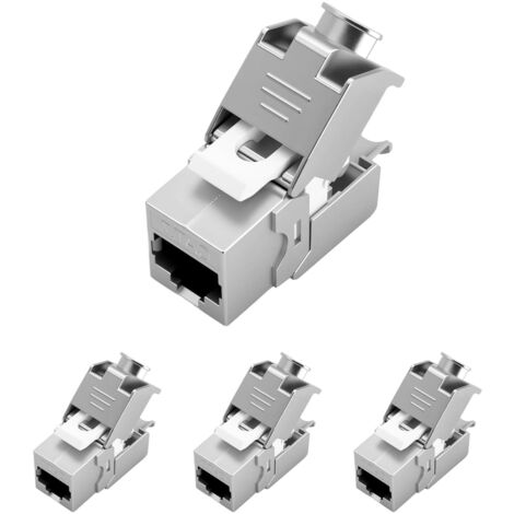 Pack of 4 CAT 7 Keystone RJ45 socket modules for LAN cables, 10 Gbit/s ...