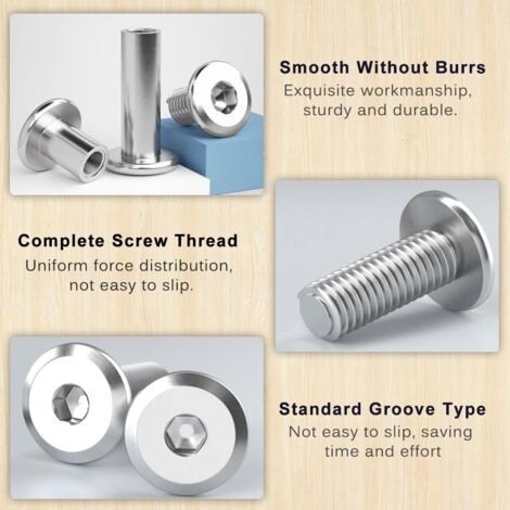 Pack of 10 M8 x 16 mm connecting screws - Made of A2 V2A stainless ...