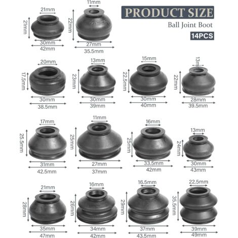 14-piece set of ball joint dust caps for vehicles, universal rubber ...
