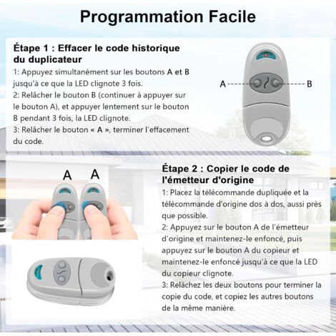 2-piece gate remote control, 433.92 MHz garage door remote control, C ...