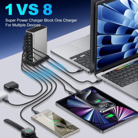 720W USB-C charger, 8-in-1 GaN fast charging station for laptops ...