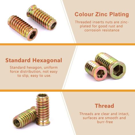 M5 threaded inserts for wood, 40 pieces M5 x 15 mm screw nuts ...
