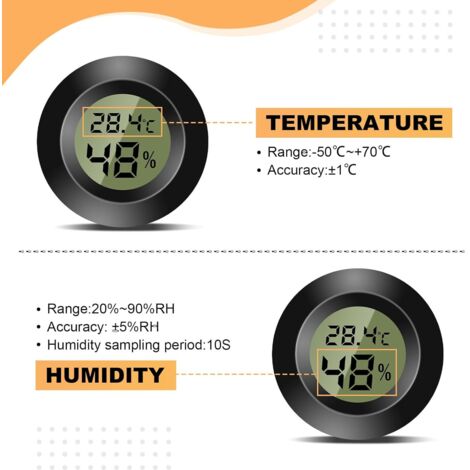 Set of 3 mini round thermometers with hygrometer function – temperature ...