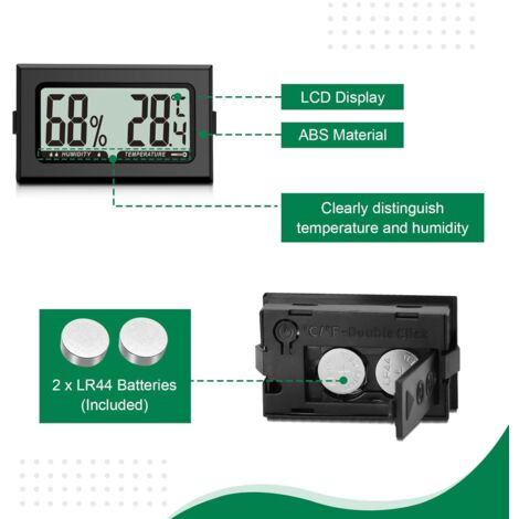 Set of 4 digital thermometers and hygrometers with LCD screen for ...
