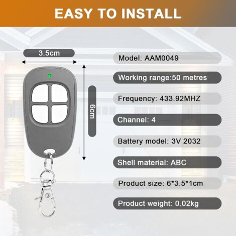 2-pack AAM0049 4-channel remote controls for garage doors/driveway ...