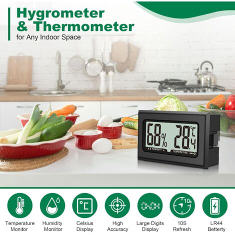 Set of 3 humidity thermometers, mini digital hygrometers with LCD ...