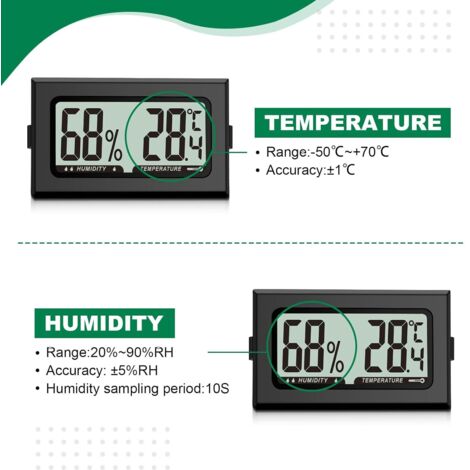 Set of 3 humidity thermometers, mini digital hygrometers with LCD ...