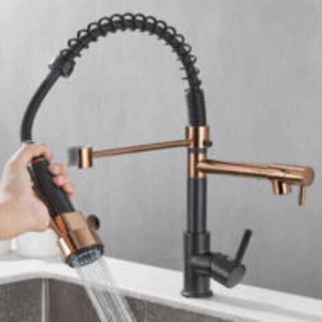 Pull-out kitchen faucet with 2 spray patterns, 360° swivel mixer tap ...