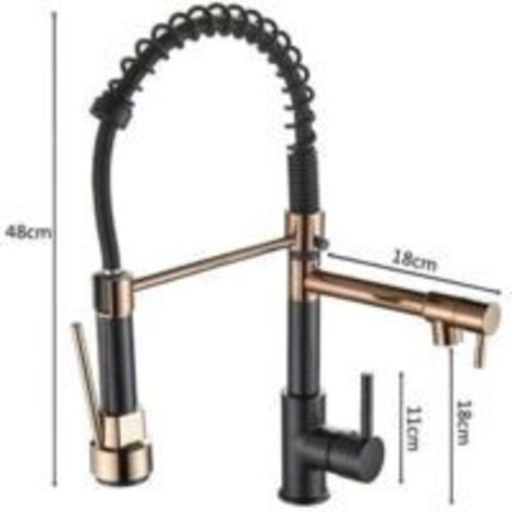 Pull-out kitchen faucet with 2 spray patterns, 360° swivel mixer tap ...