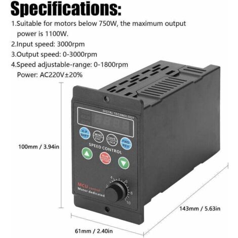 Frequency converter for three-phase motor with 220 V AC input – 4-digit ...