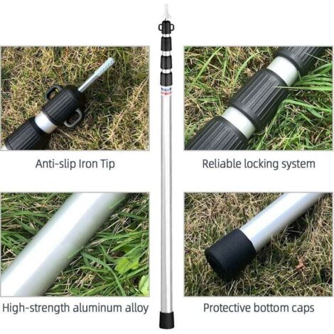 230 cm long, 4-section, adjustable telescopic pole made of aluminum for ...
