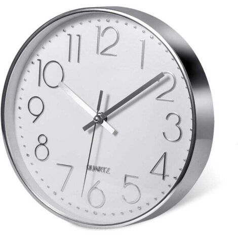 (20 cm, Silver) High-quality silver wall clock, wall decoration, modern ...